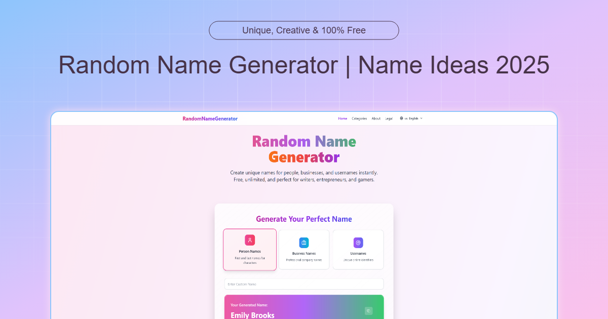 Random Name Generator | Unique, Creative & Free Name Ideas 2025